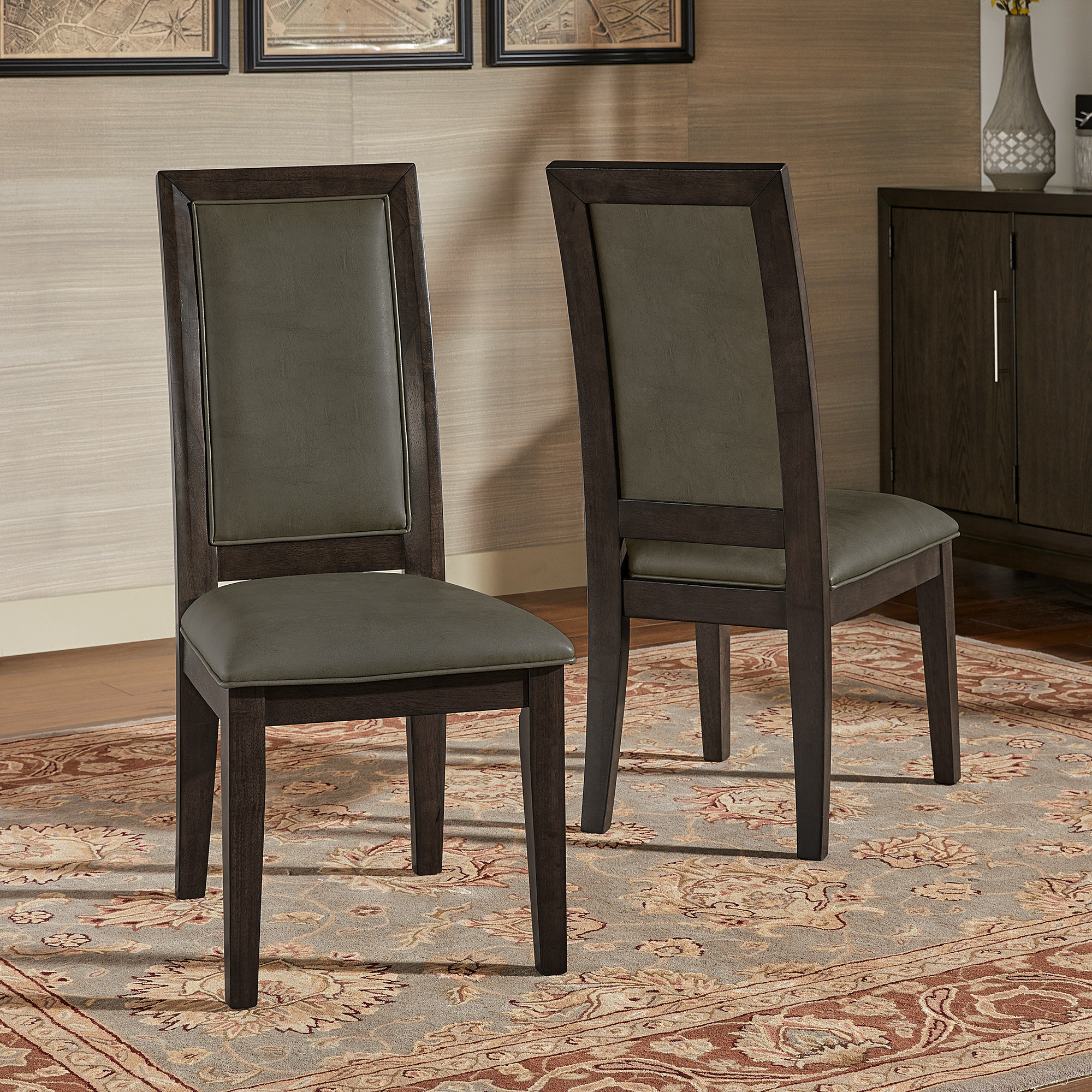 Lark Manor™ Burholme Brown Finish Vegan Leather Dining Chair (Set Of 2 ...