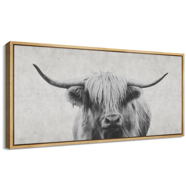IDEA4WALL Animals "Portrait Of A Highland Cow Black And White Modern ...