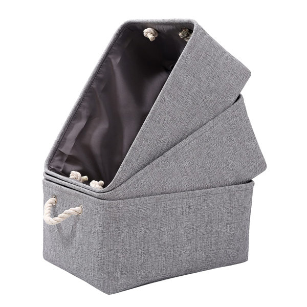 Highland Dunes Large Grey Storage Baskets, Canvas Storage Box For ...