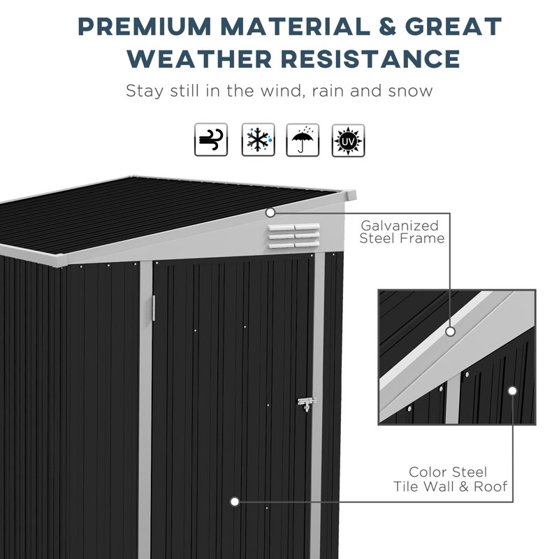 Outsunny Metal Lean-to Storage Shed & Reviews | Wayfair