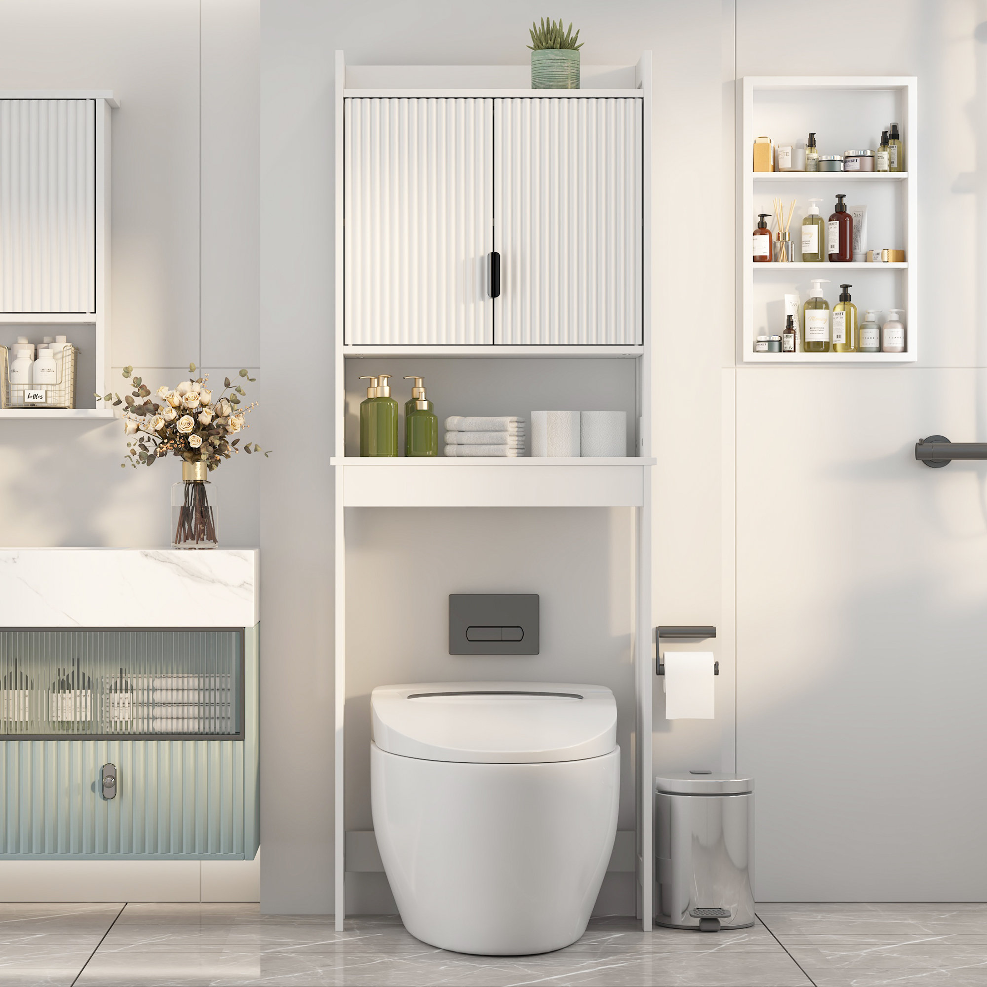 Latitude Run® Étagère de rangement autoportante pour salle de bain avec ...