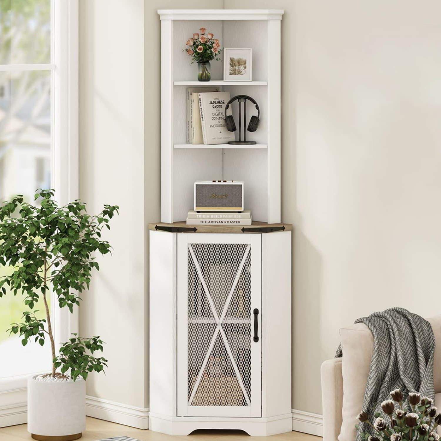 Gracie Oaks High Corner Cabinets, Corner Lockers, Wooden Corner Shelves ...