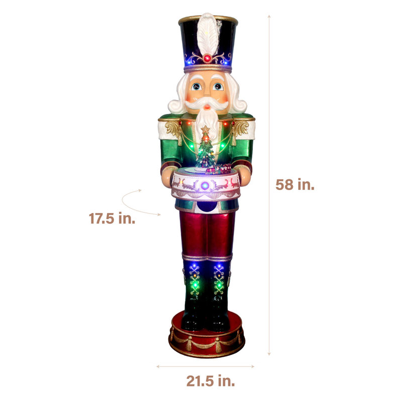 Fraser Hill Farm 4.8-Ft. Metallic Nutcracker Statue with LED Lights and ...