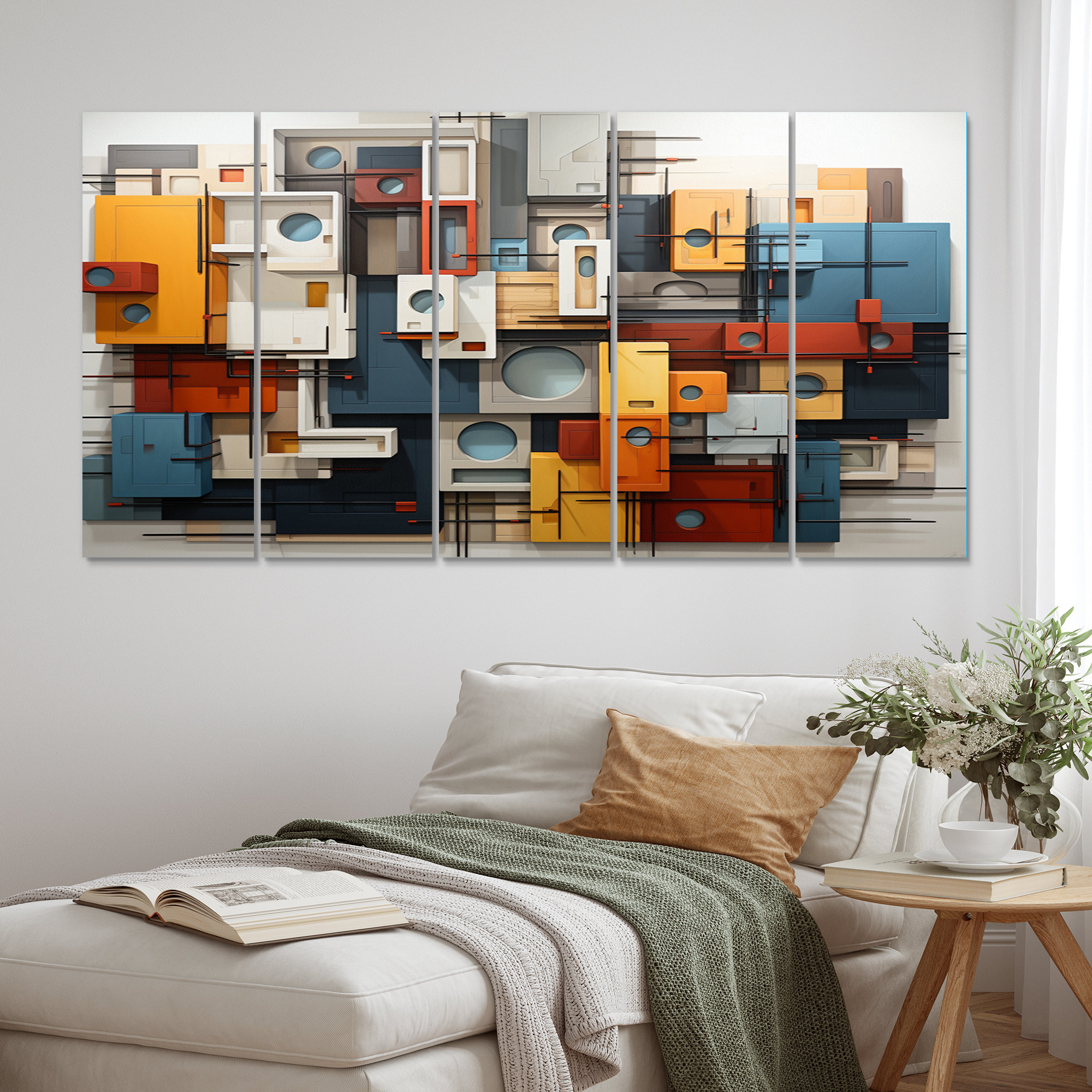Wrought Studio Cityscape Bluiding Geometric Collage III - 5 Piece ...