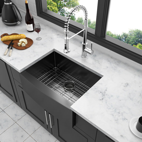 Tryimagine 24 Gunmetal Black Farmhouse Sink - 24 Inch Kitchen Sink ...