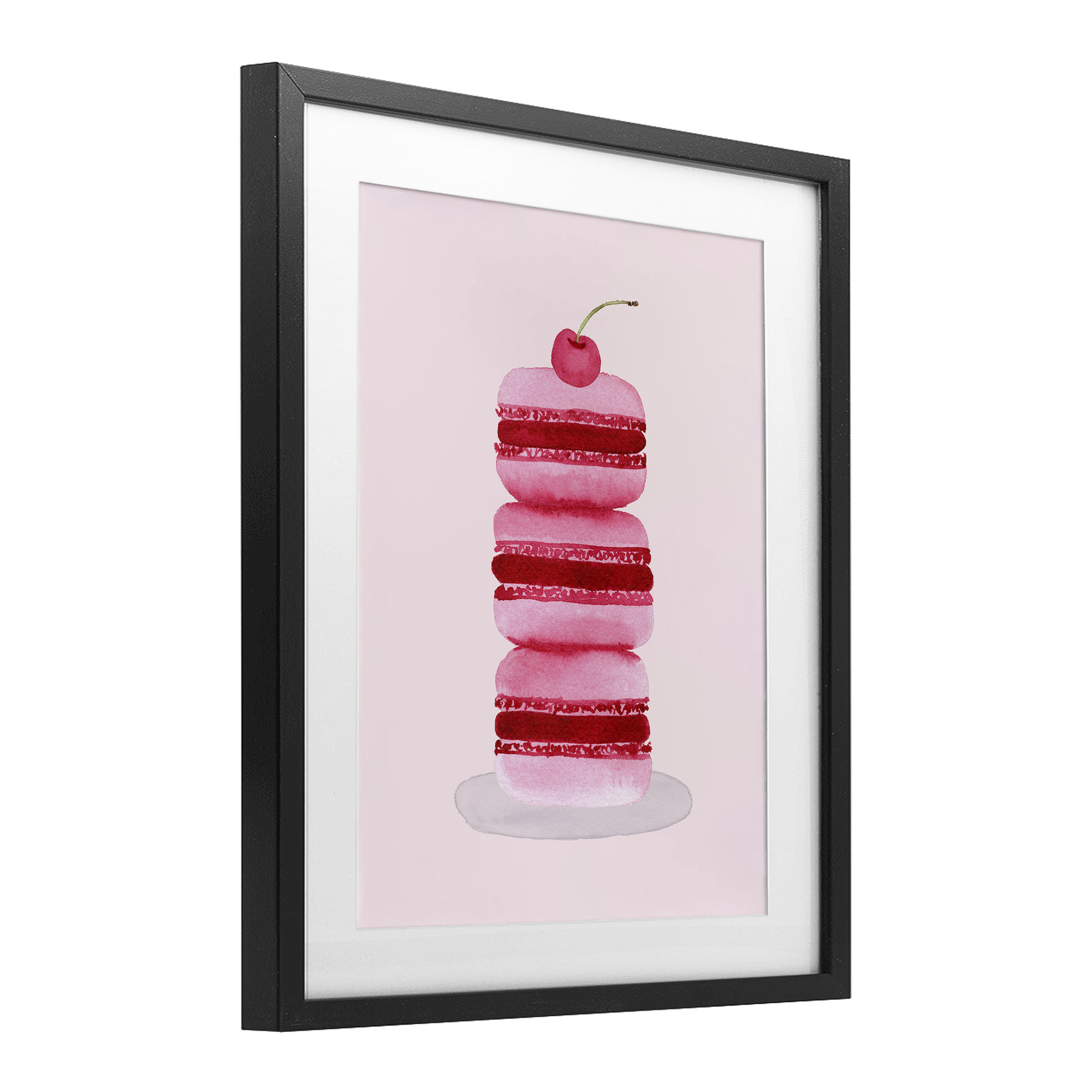 Ebern Designs Coquette Macaroon Cherry Stack Framed Print Under Glass ...