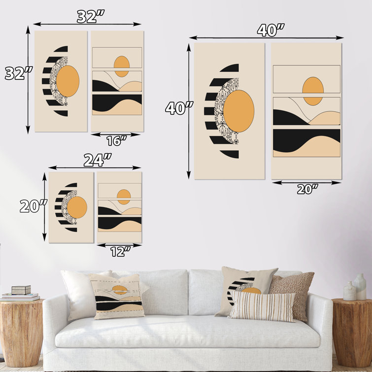 George Oliver Boho Golden Sun Monochrone Landscape IV On Canvas 2 ...