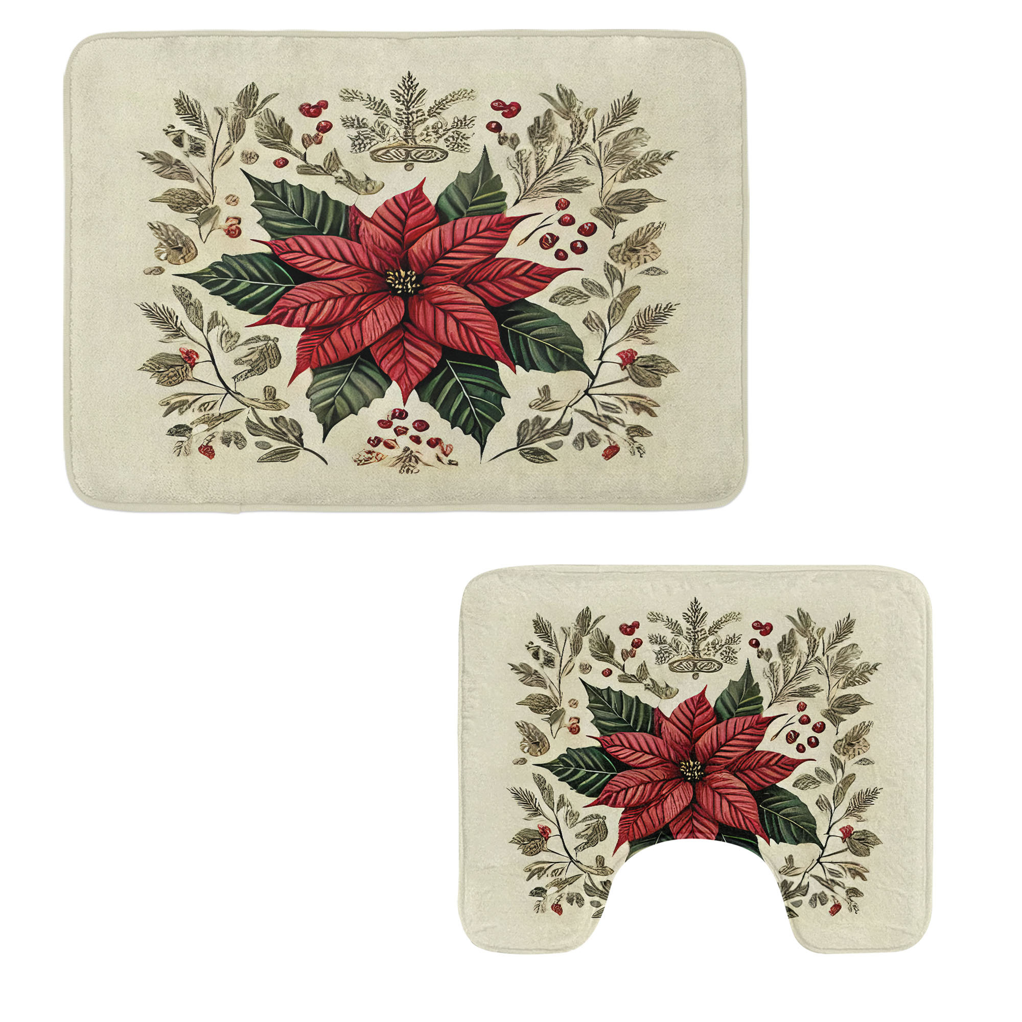 East Urban Home Floral Bathroom Rug Set 2 Pieces Rectangle & Contour ...