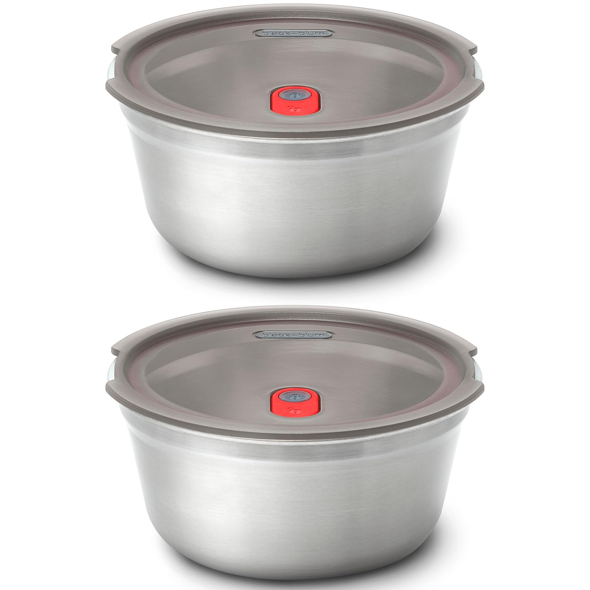 Black + Blum Set of 2 Steel Food Bowl Large 950ml - Grey & Red ...