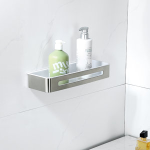 Ebern Designs Stainless Steel Wall Mounted Shelf Basket Shower Caddy in ...