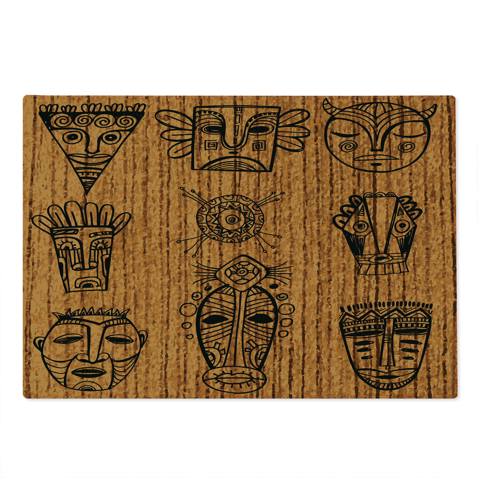 Ambesonne African Cutting Board Large Size Native Charcoal Grey Dark ...