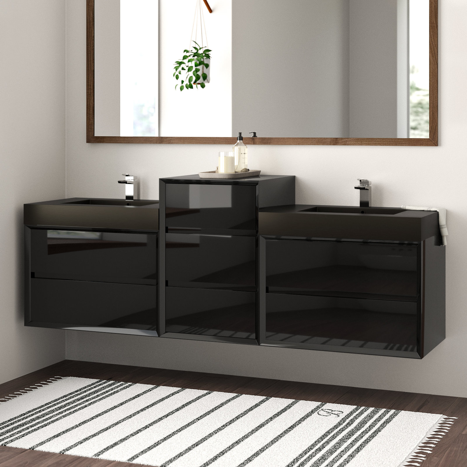 Wade Logan Golitz 79'' Wall-Mounted Double Bathroom Vanity Set ...