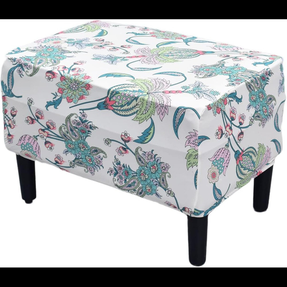 Bay Isle Home™ Floral Ottoman Cover Stretch Ottoman Slipcovers ...