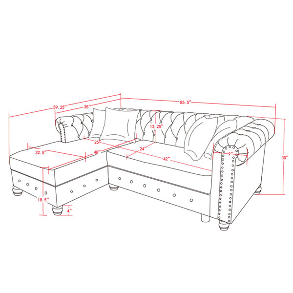 Lark Manor Anthwan 2 - Piece Upholstered Sectional & Reviews | Wayfair