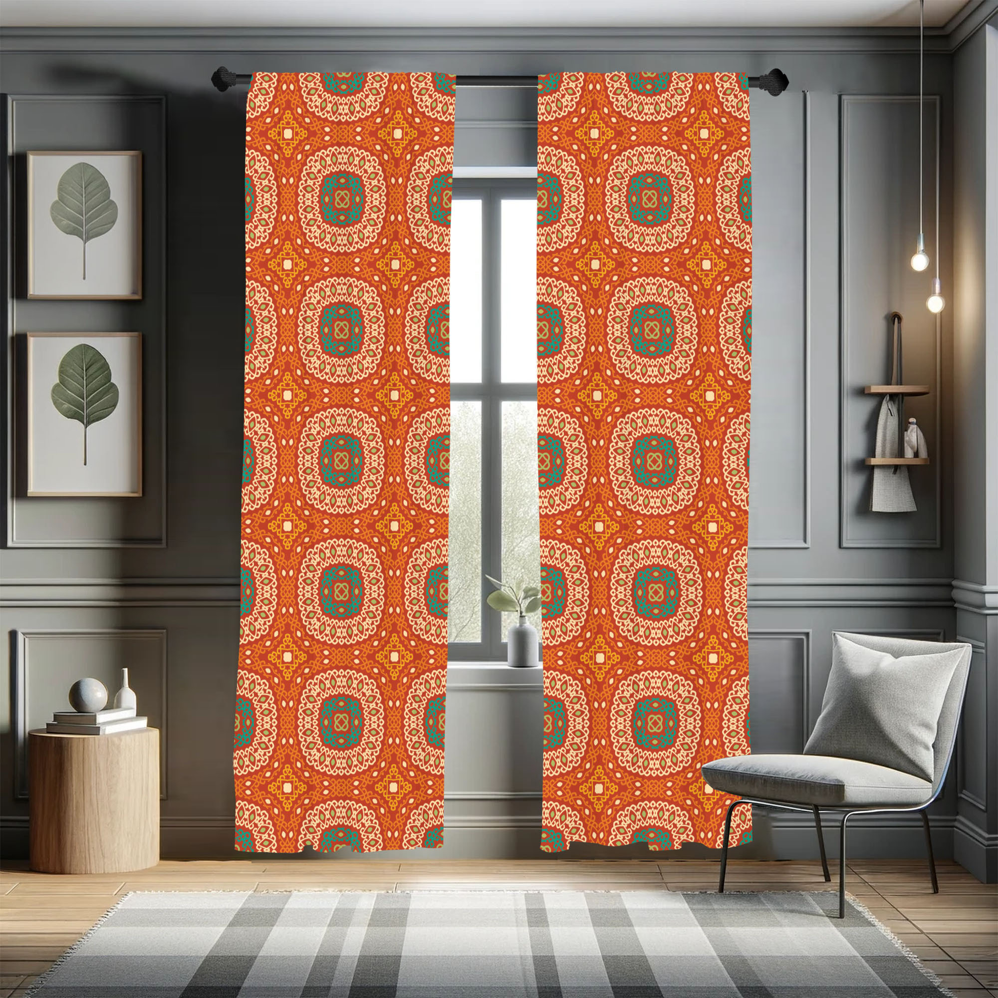 Ebern Designs Abstract Curtains, Pattern in Earth Tones, Pair of 28 ...