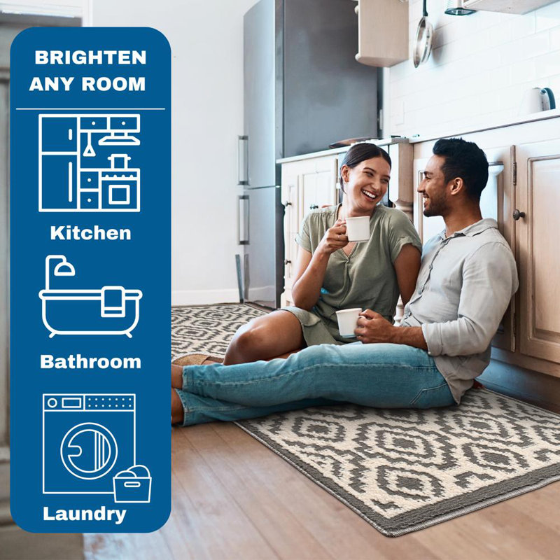 Foundry Select Sofihas Kitchen Rugs Non Slip 2 Piece Washable Kitchen ...