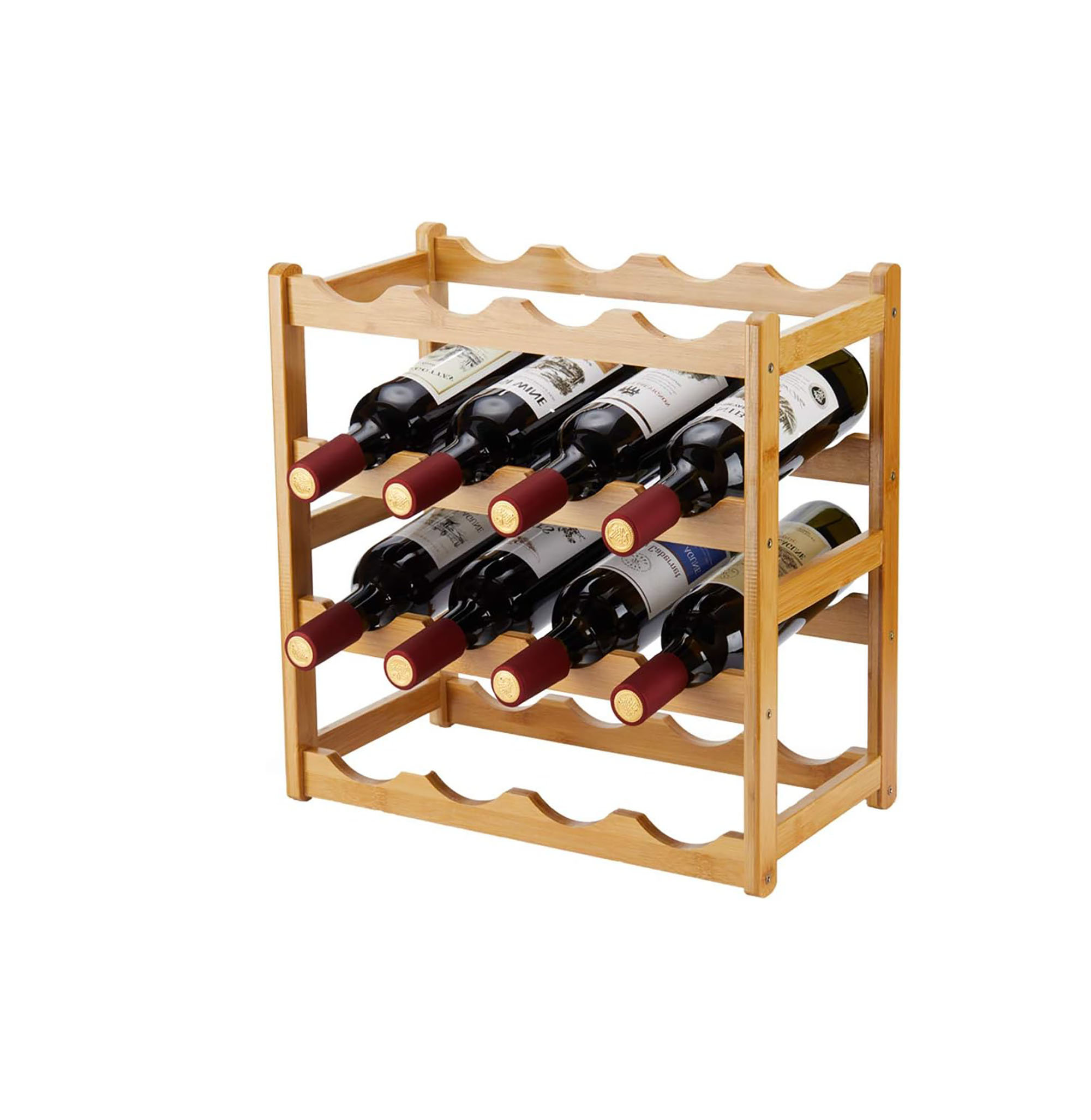 Dakota Fields Bamboo Wine Rack, Countertop Wine Storage Cabinet Shelf ...