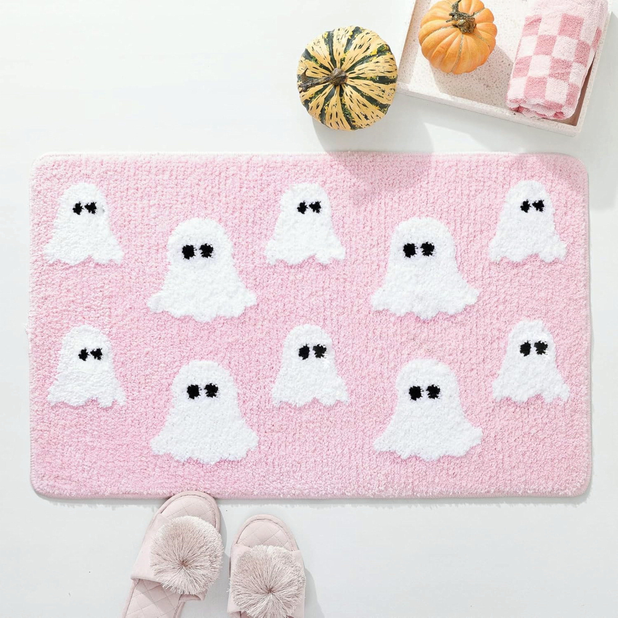 The Holiday Aisle® Halloween Spooky Ghosts Bath Mat | Wayfair