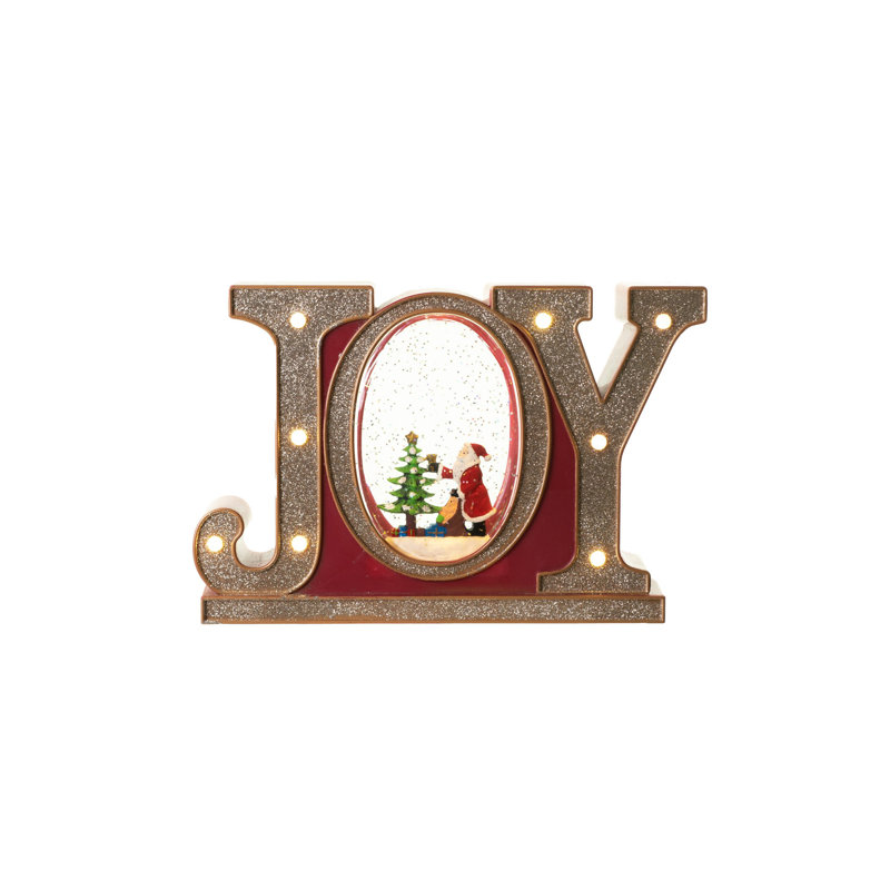 The Holiday Aisle® "JOY" LED Snow Globe | Wayfair
