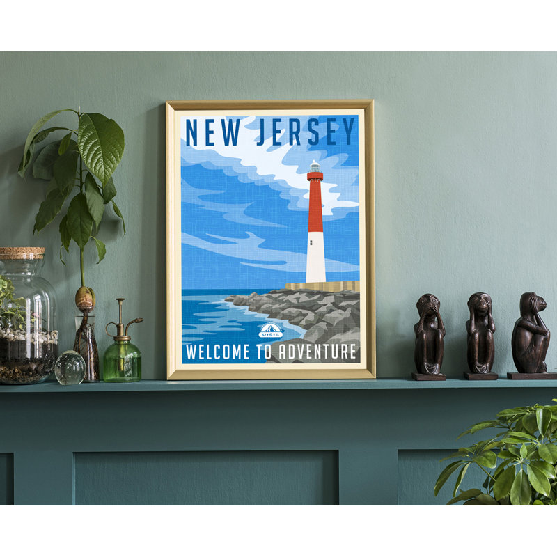 Trinx New Jersey Retro Style State Travel Poster, Vintage Unframed ...