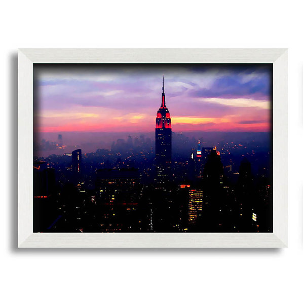 Latitude Run New York Empire State Pink Glow - Single Picture Frame ...
