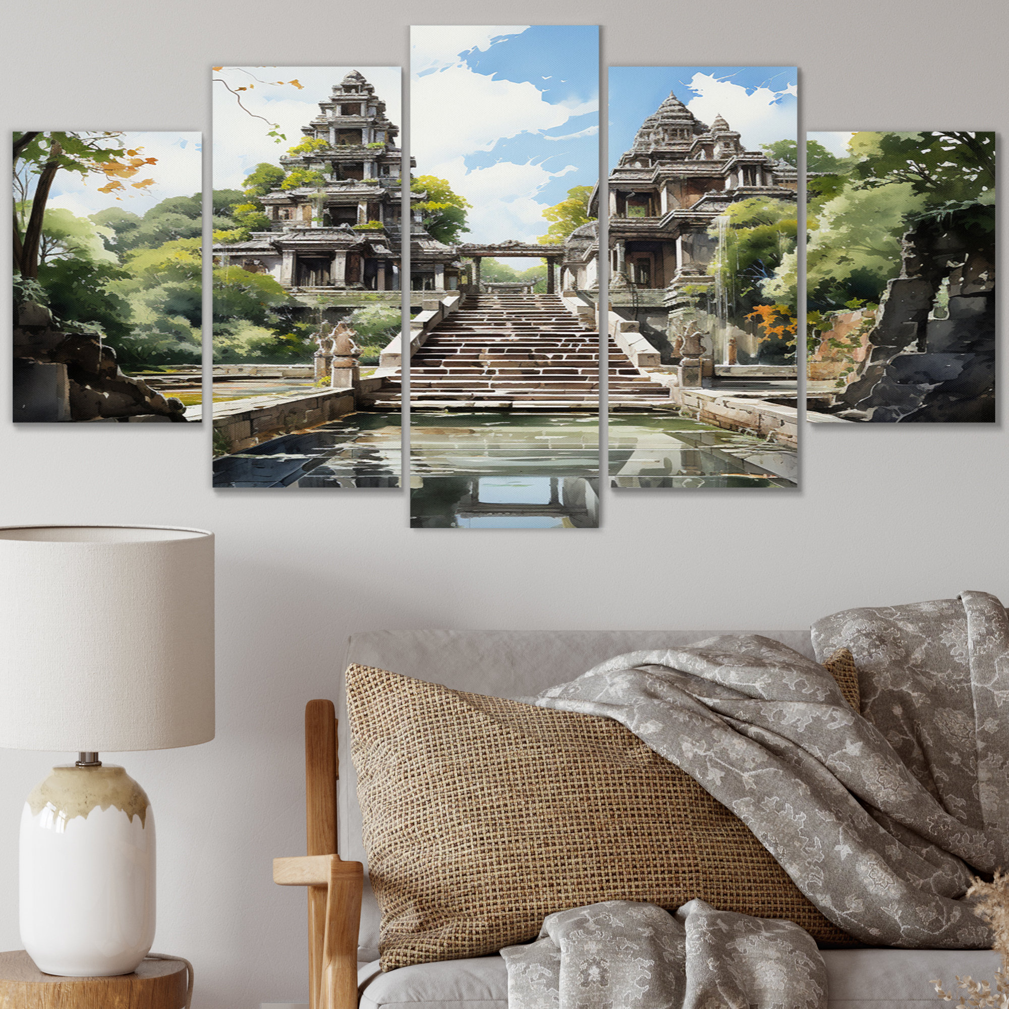 Design Art Grey Brown Buddhist Art Temple Gate - Spiritual Metal Wall ...