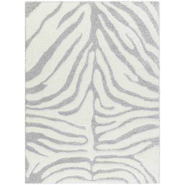 Foundry Select Khlani Benito Animal Print Gray Shag Area Rug | Wayfair