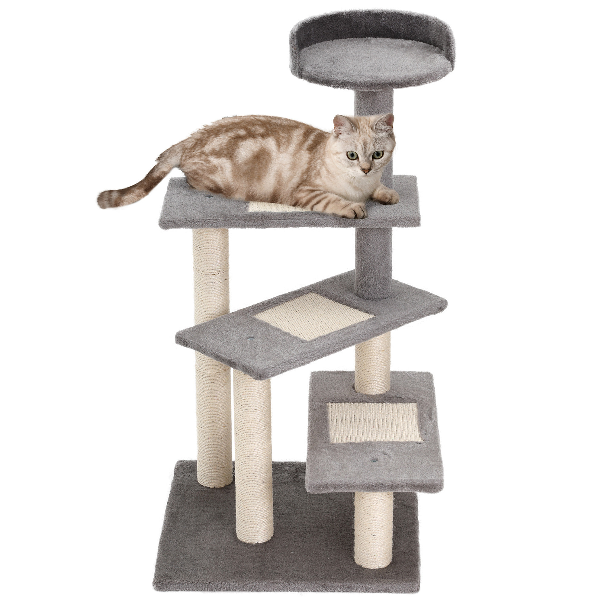 Latitude Run® Versatile Wooden Cat Tree With Multiple Levels And ...