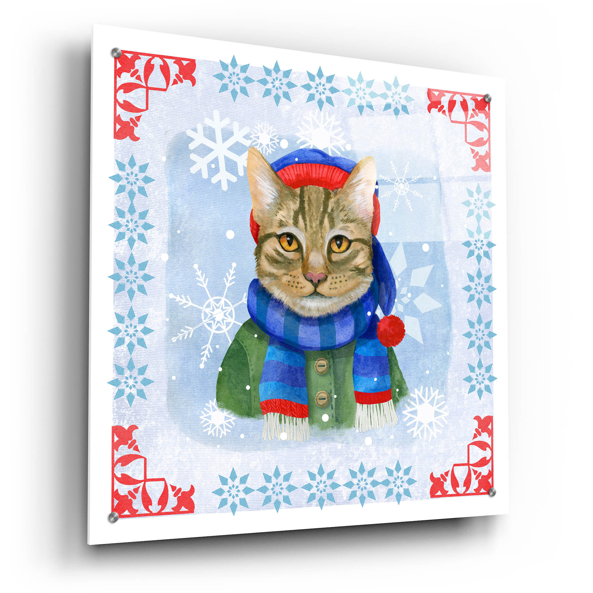 The Holiday Aisle® 'Winter Cat' by Fiona Stokes-Gilbert Acrylic Glass ...