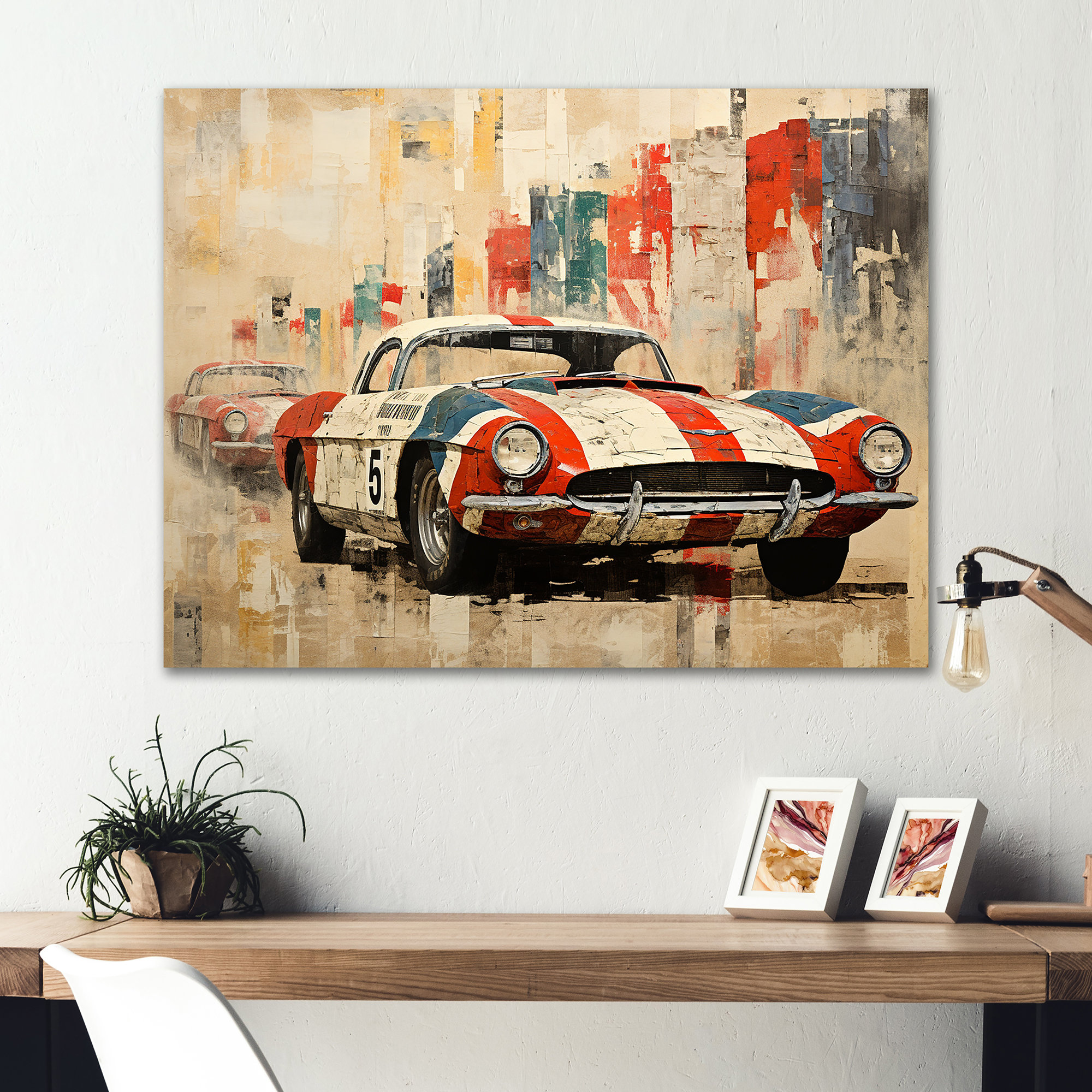 17 Stories Red Vintage 1950S Race Car Tracks I - Race Tracks Metal Wall ...