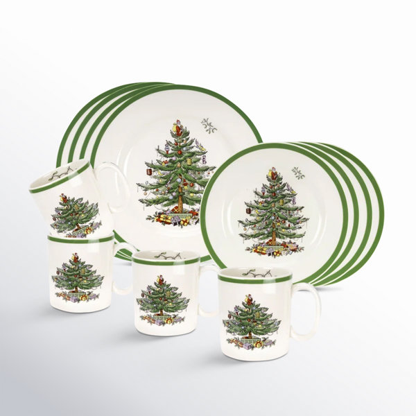 Spode Christmas Tree 12-Piece Dinnerware Set with Plates & Mugs ...