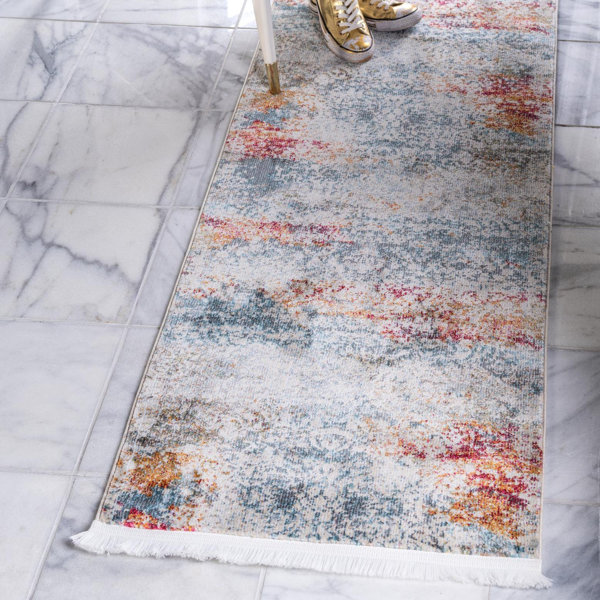 Langley Street® Folmar Oriental Blue/Red/Orange/Cream Area Rug ...