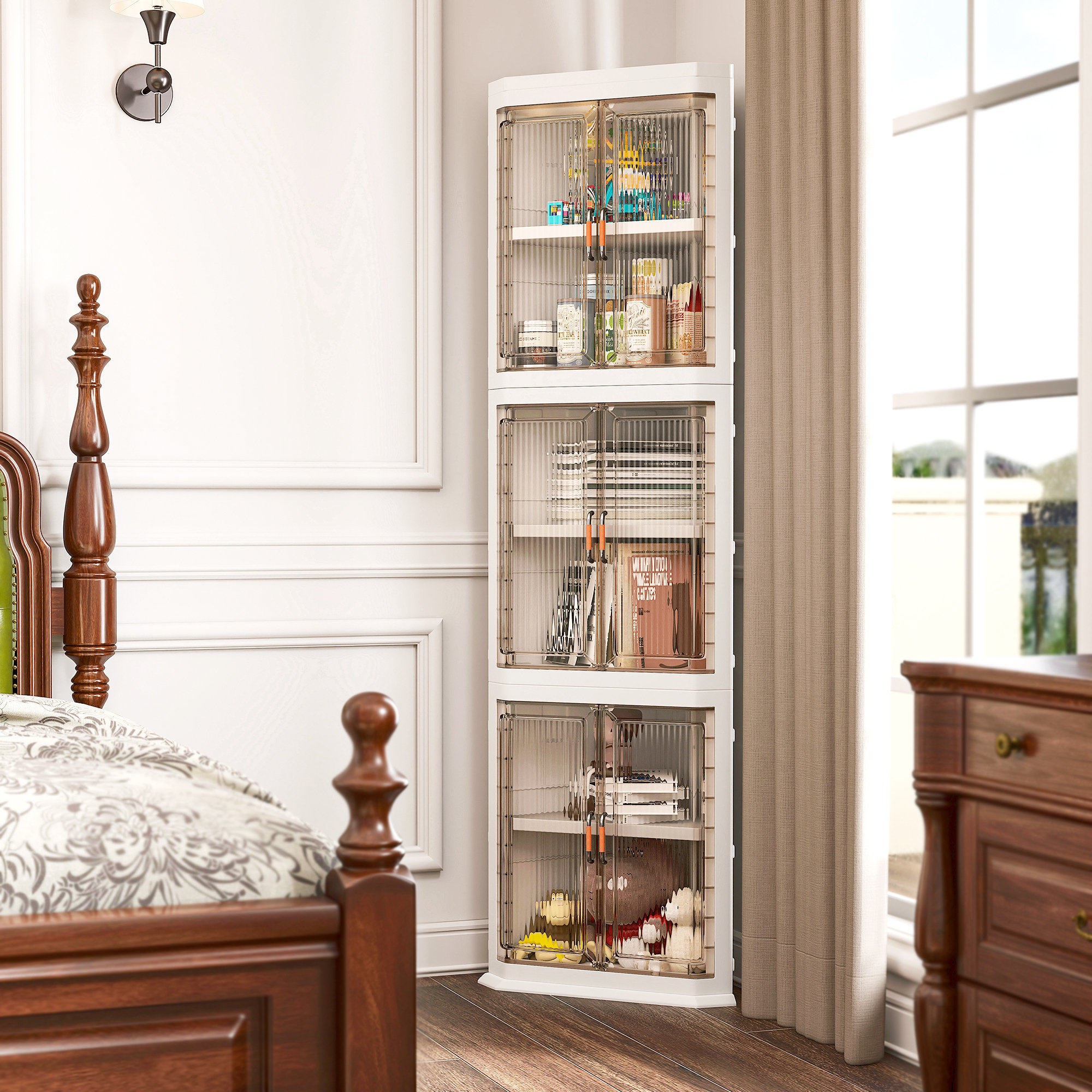 Prep & Savour Multi-Use Corner Cabinet With Doors And Adjustable ...