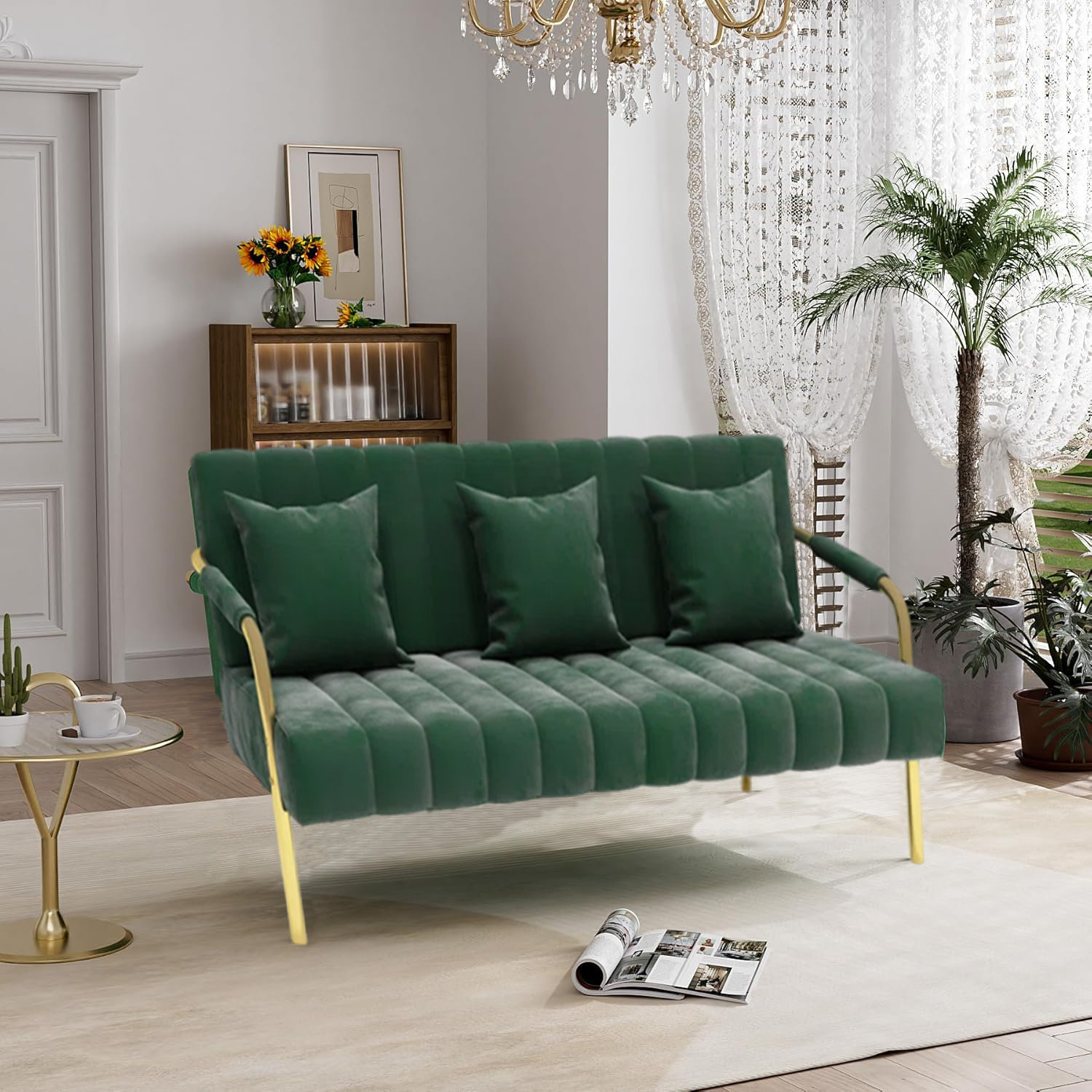 Mercer41 Swaley Loveseat Small Sofa Couch, 47" Love Seat Settee 2 ...