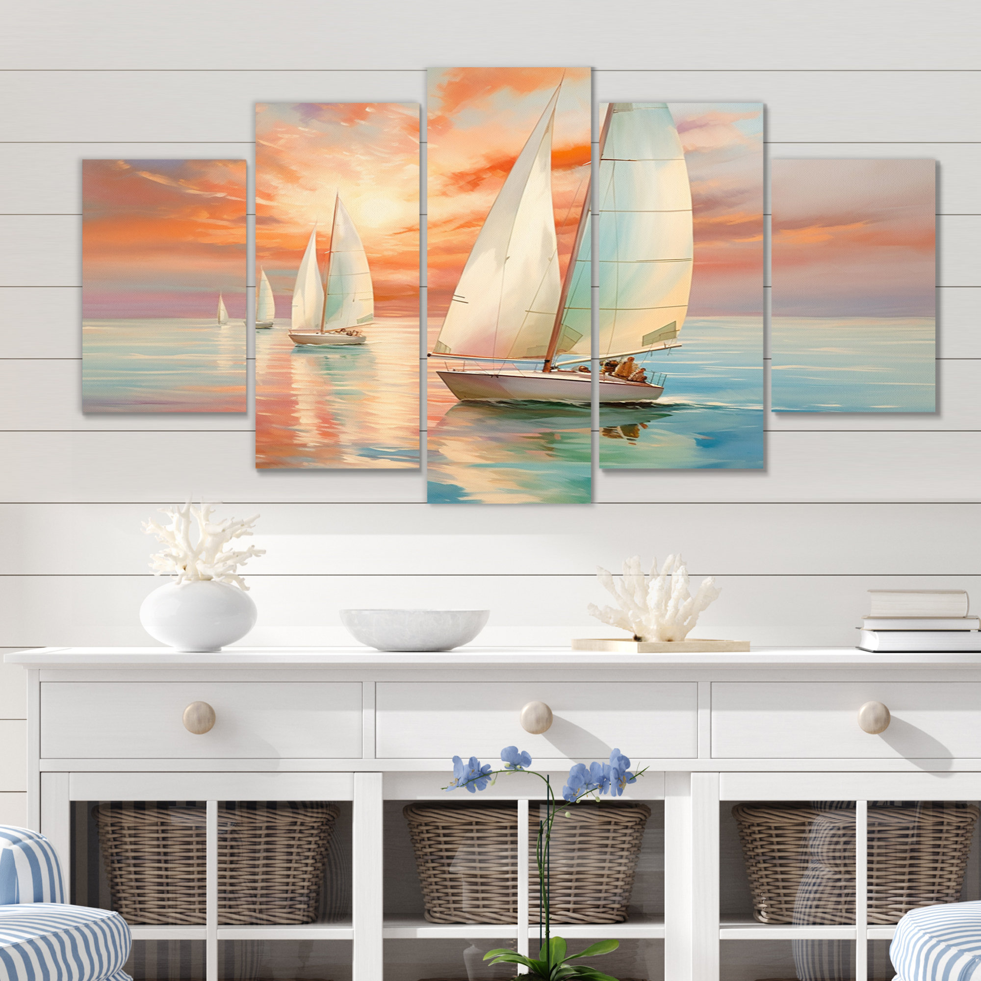 Breakwater Bay Minimalism Sailboat Rhythms IV - Sailing Boat Wall Decor ...