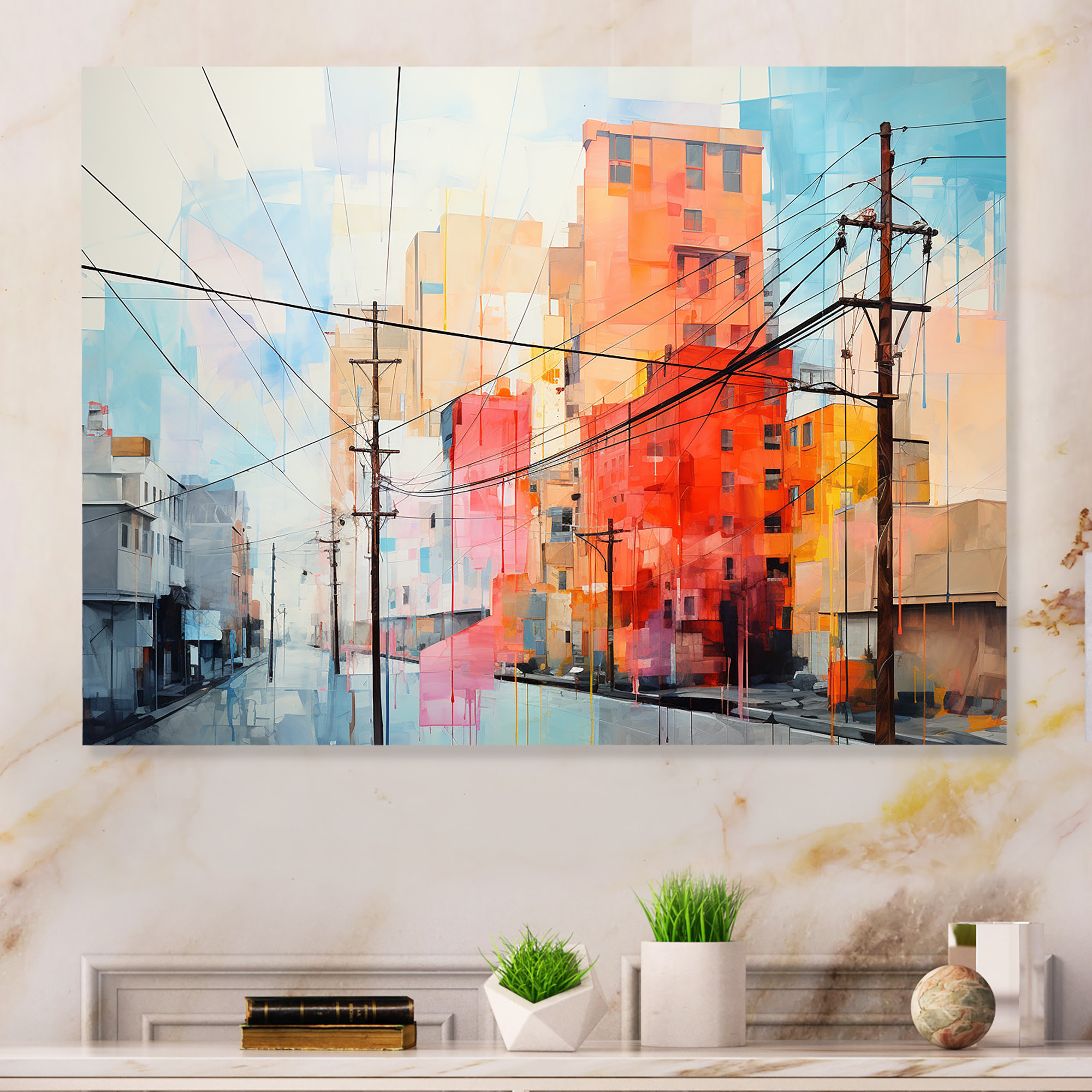 Latitude Run® Minimalism Power Lines City Veins - Power Lines Metal ...