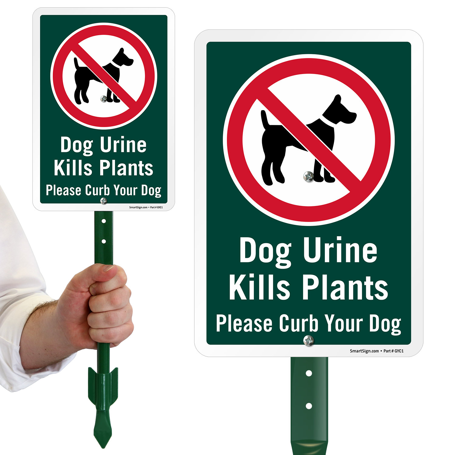 SmartSign Dog Urine Kills Plant, Please Curb Your Dog Sign And Stake ...