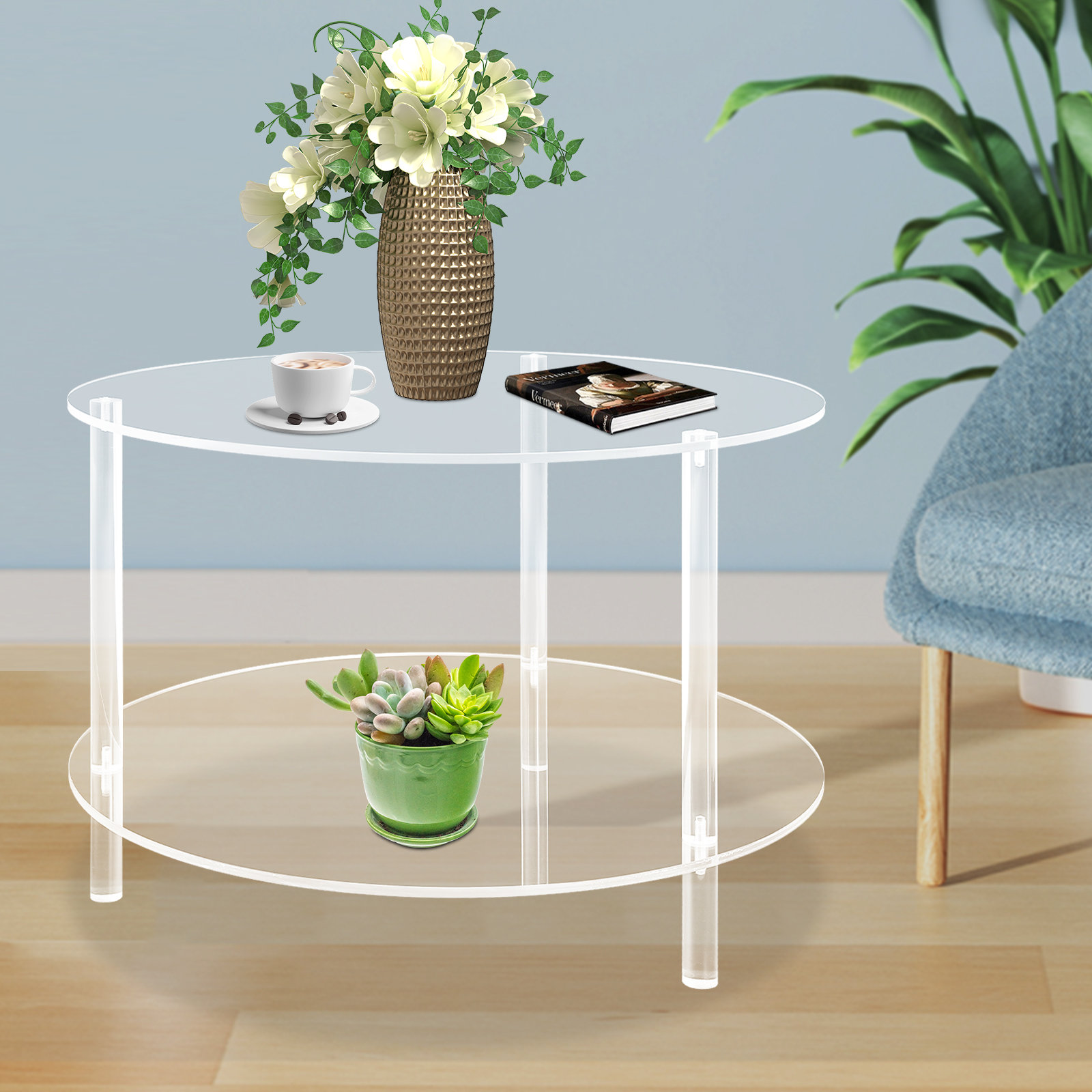 Wrought Studio™ 2-Tier Modern Acrylic Coffee Table | Wayfair