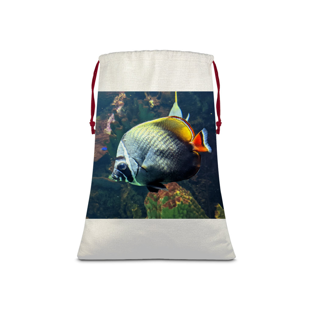 East Urban Home White Black Fish Sublimation Linen Drawstring Sack ...