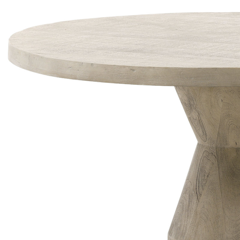 Dovetail Furniture Minerva 54" Round Mango Wood Dining Table, Grey Wash ...