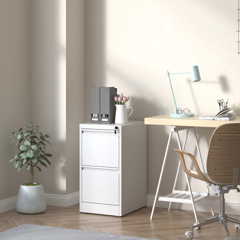 Inbox Zero 18"D 2 Drawer Metal Vertical File Storage Cabinet with Lock ...