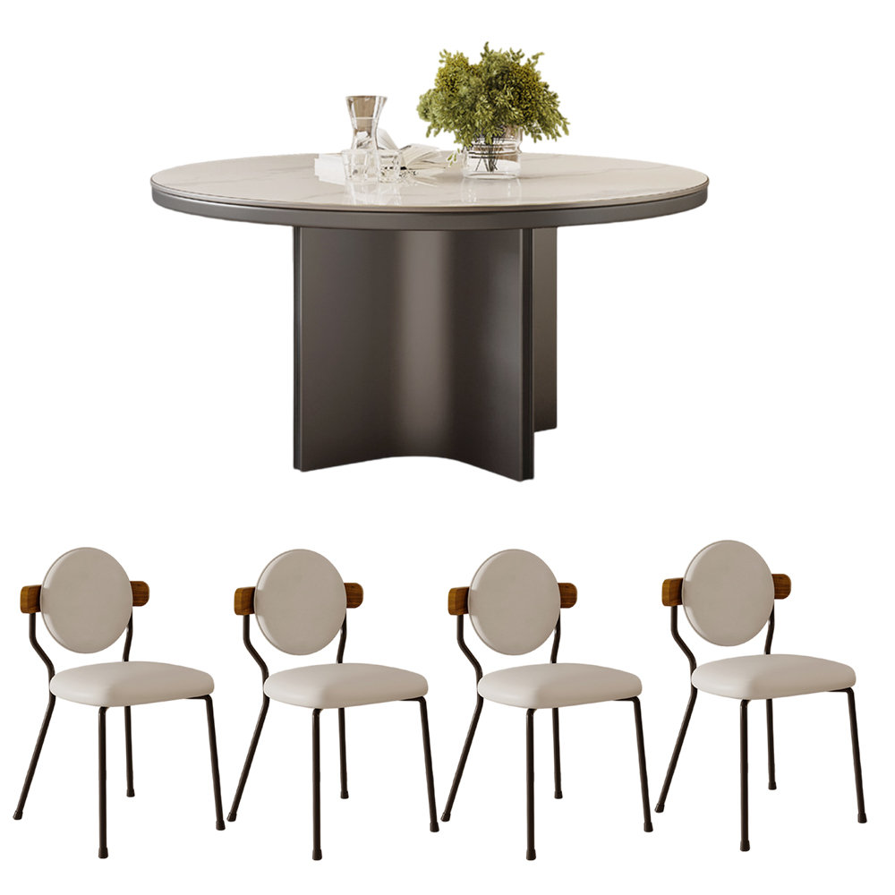Elamer Modern light luxury simple round dining table set | Wayfair