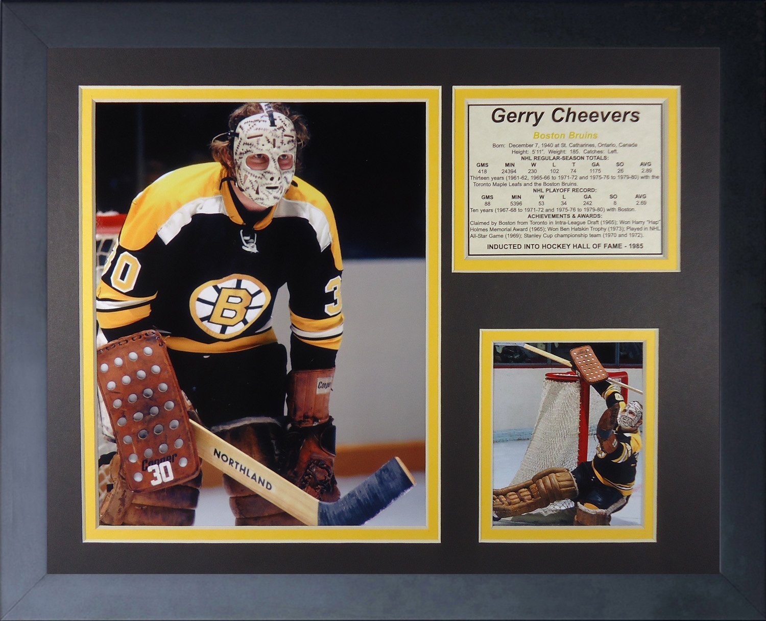 Legends Never Die Gerry Cheevers - Boston Bruins Framed Memorabilia ...