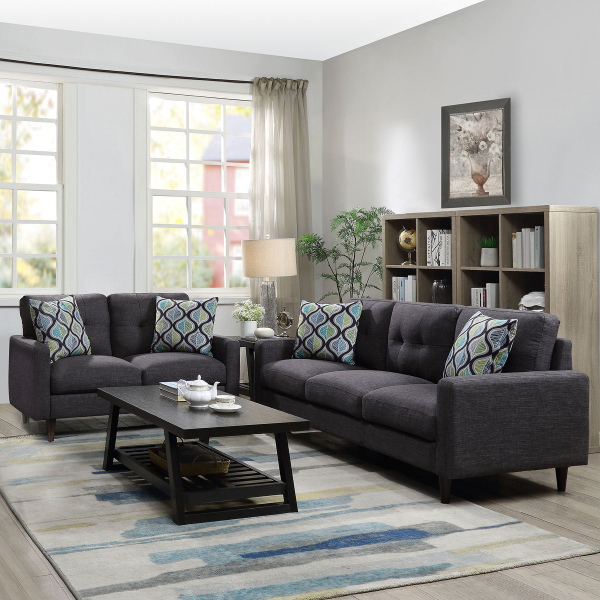 Hokku Designs Trevor 2-Piece Track Arm Living Room Set | Wayfair