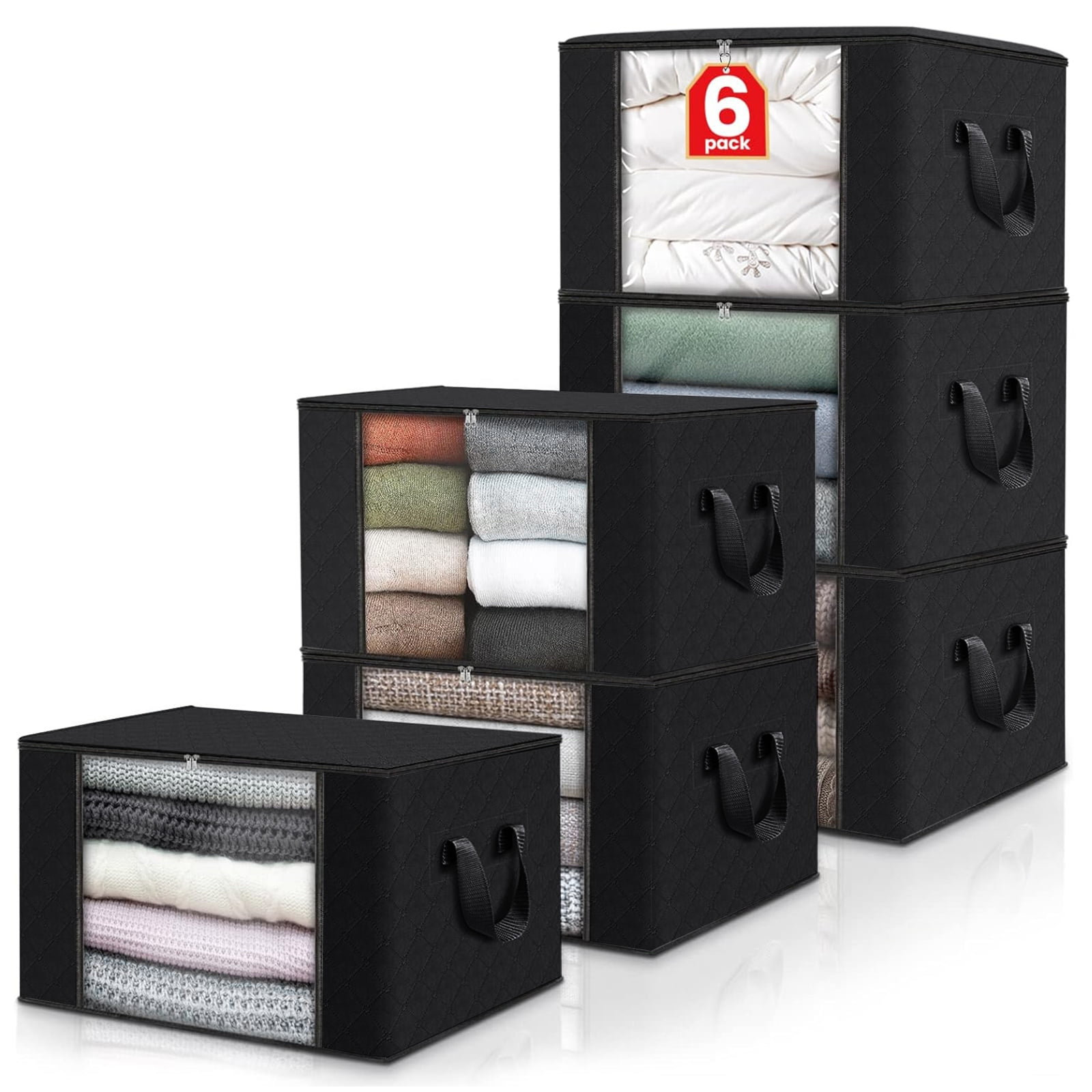 Latitude Run® 6 Pack Closet Storage Bags Organizers, Large Clothing ...