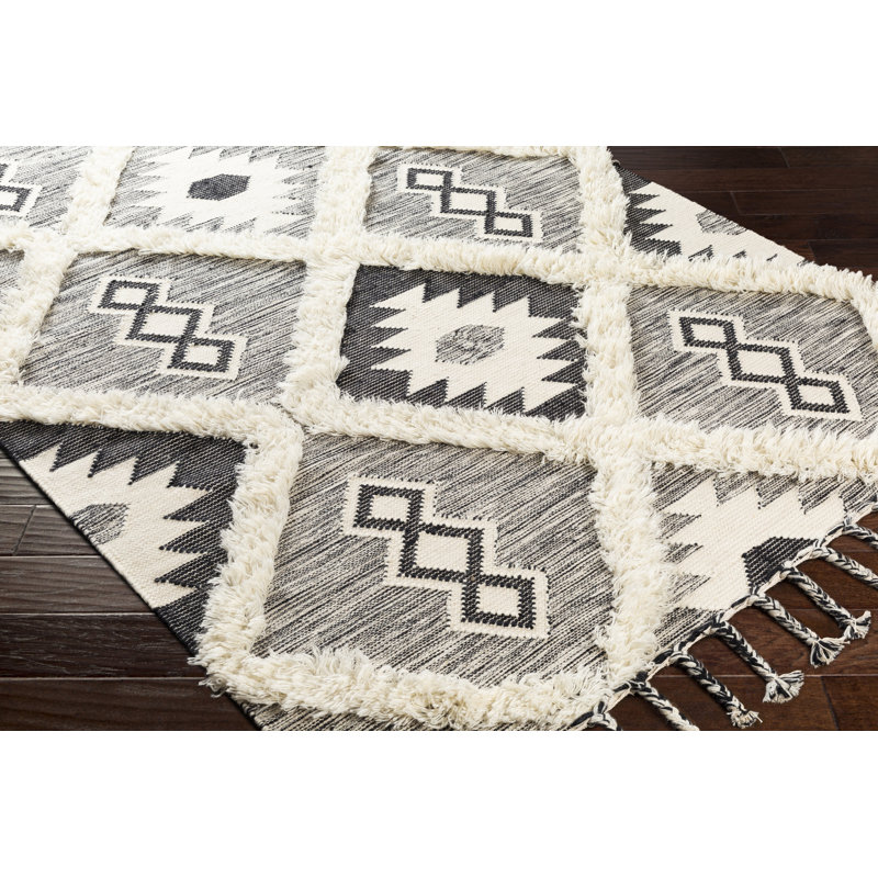 Union Rustic Jovia Handmade Flatweave Wool Black/Cream Rug & Reviews ...