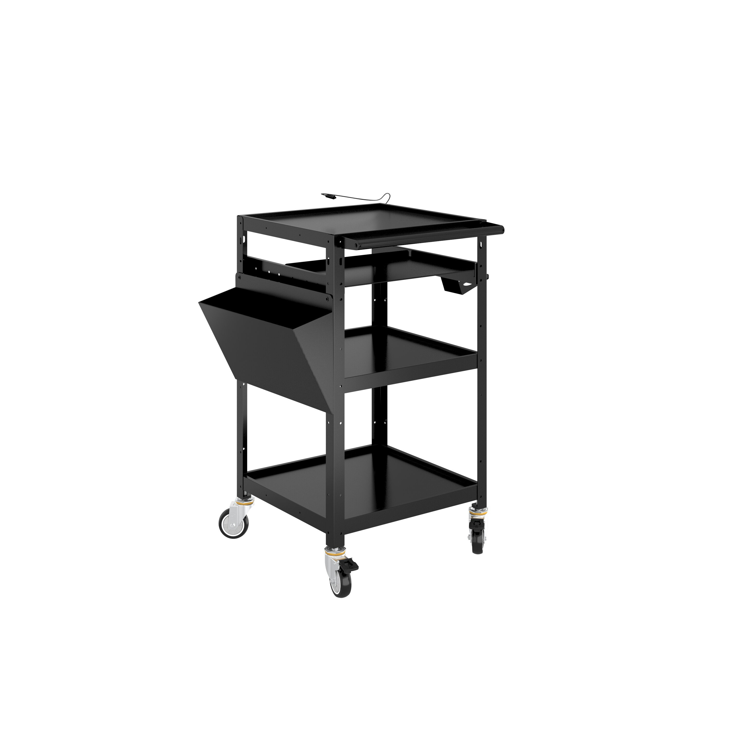 4dock 3-Tier Steel 4-Wheeled Workstation Cart in Black with 220 lbs ...