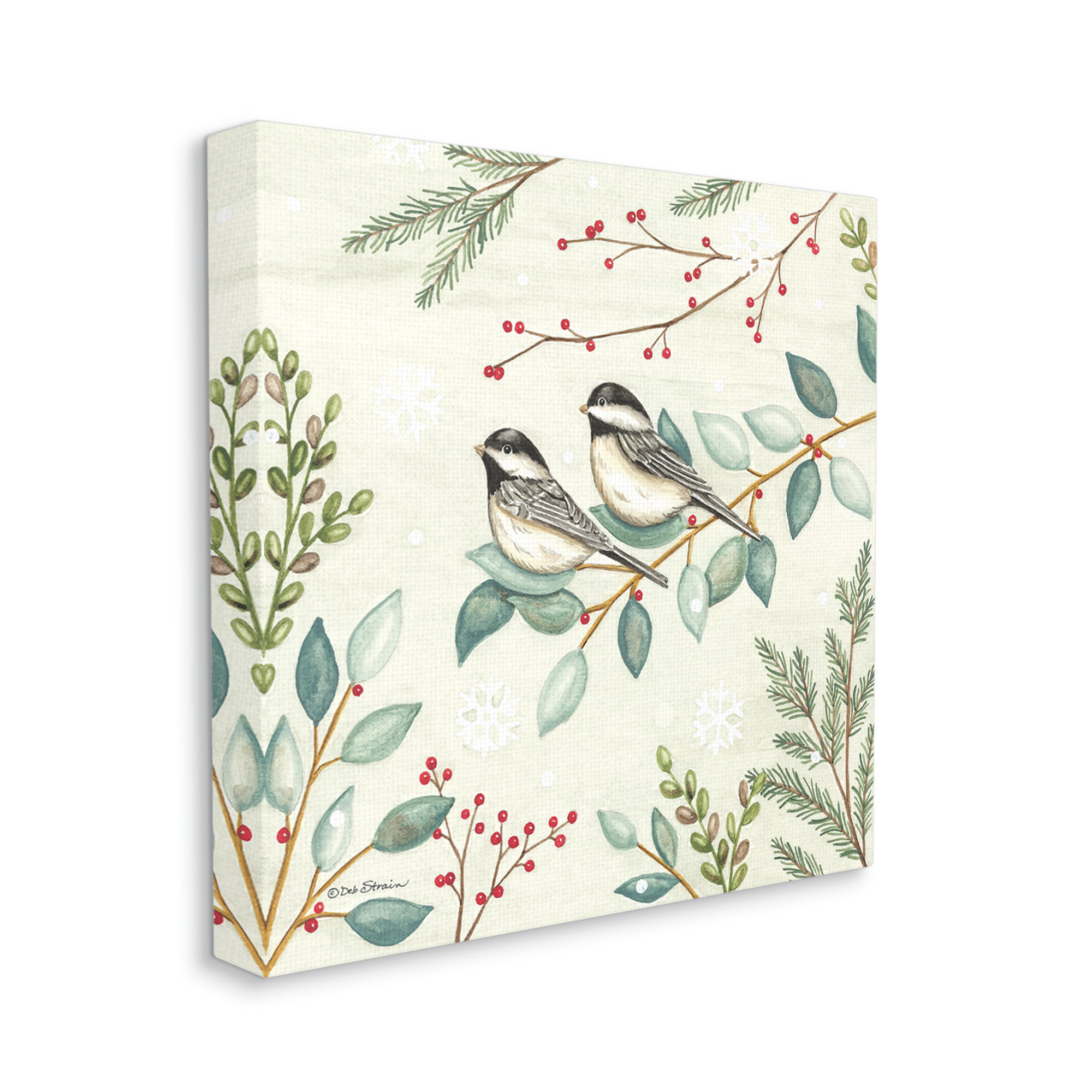 Winston Porter Birds On Holiday Branches On Canvas by Deb Strain | Wayfair