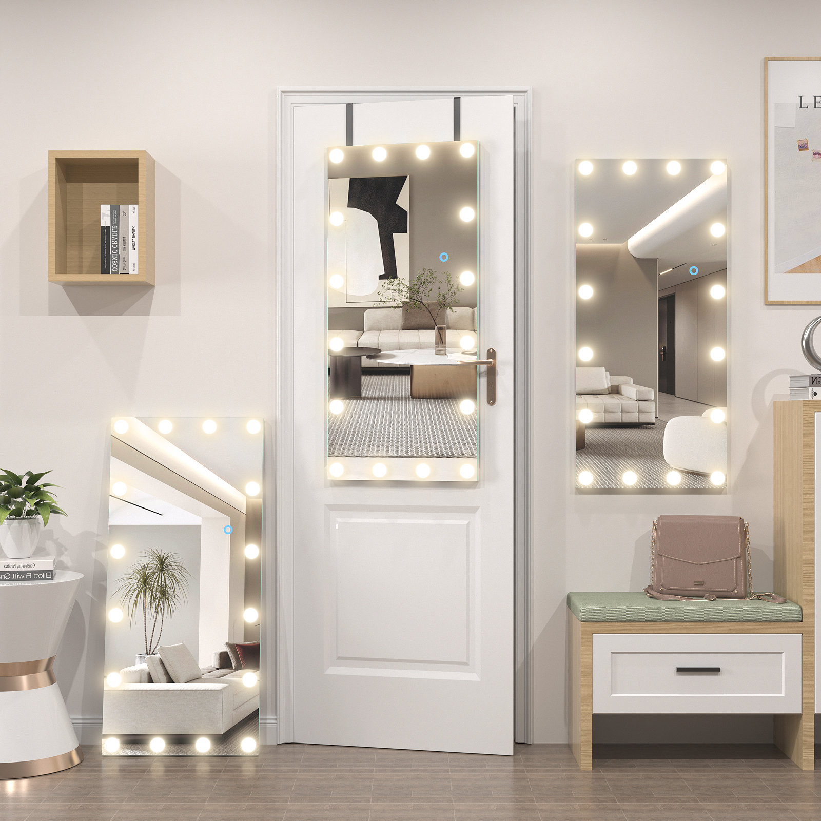 Wrought Studio™ Full Body Mirror with 16 Bulbs Lights | Wayfair