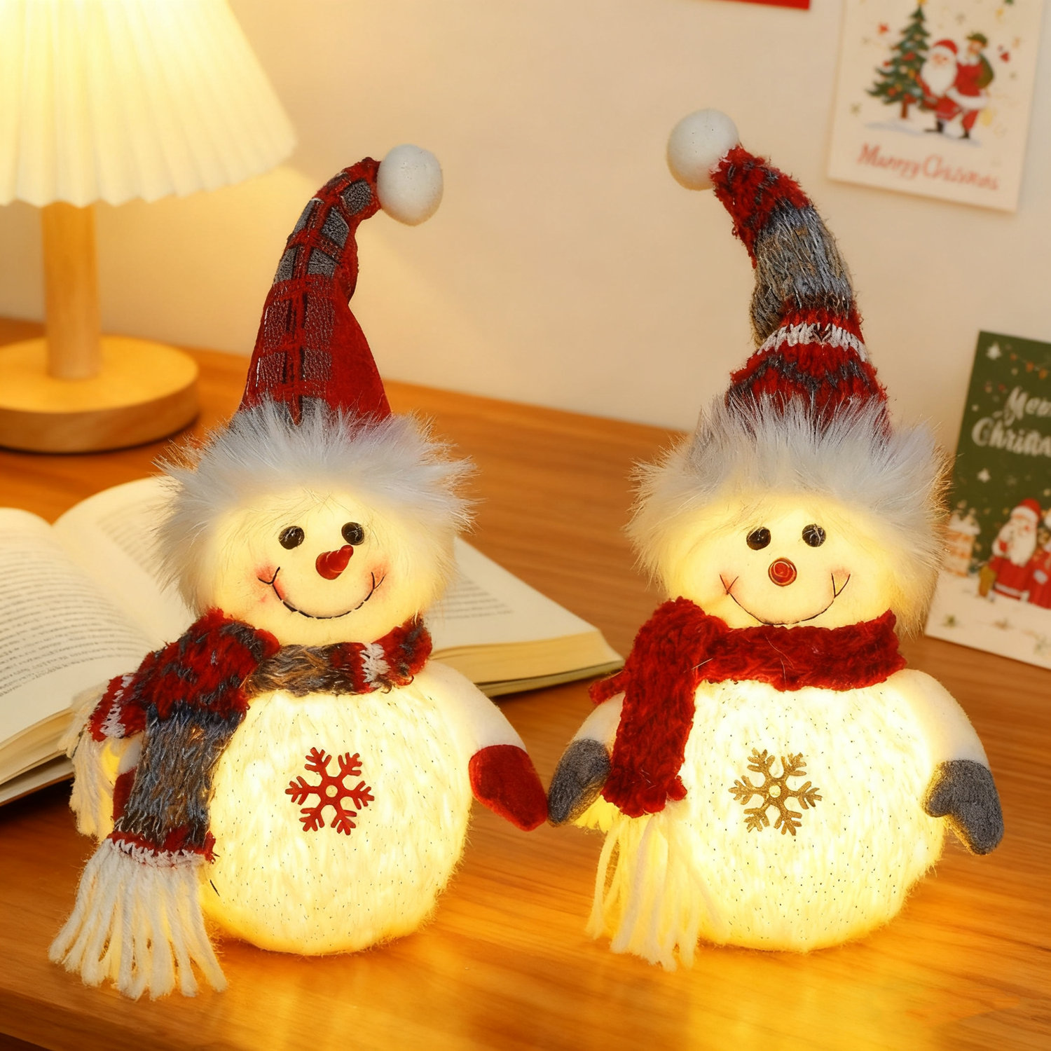 One Allium Way® Lighted Snowman Table Decorations, Set Of 2 Battery ...